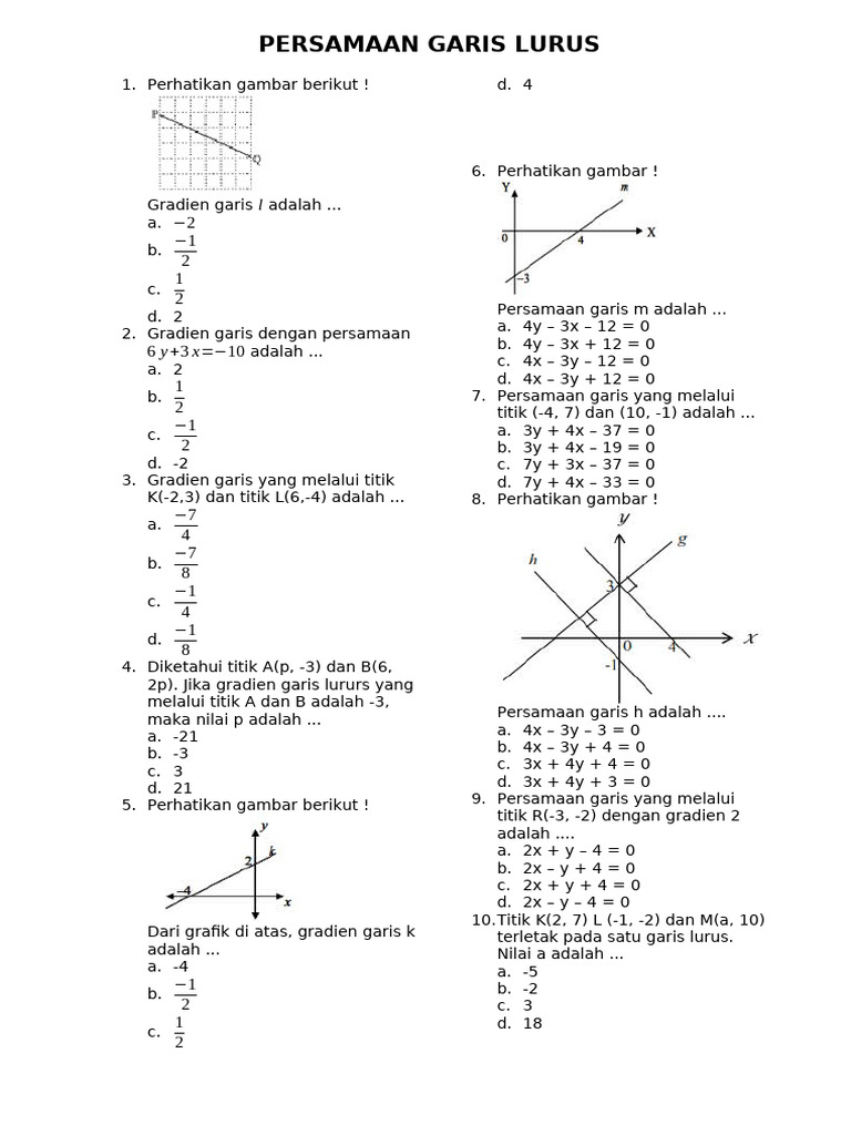 Gradien Dan Persamaan Garis Lurus | PDF