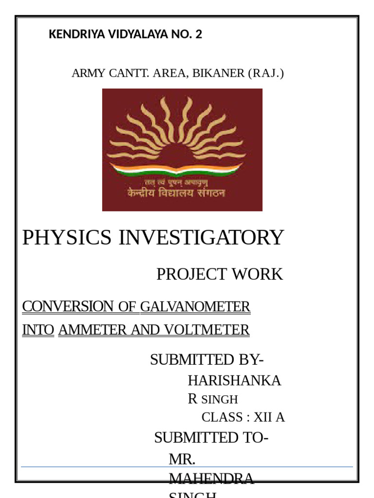 Physics Investigatory Project 1 Updated | PDF | Physical Quantities | Electrical Engineering