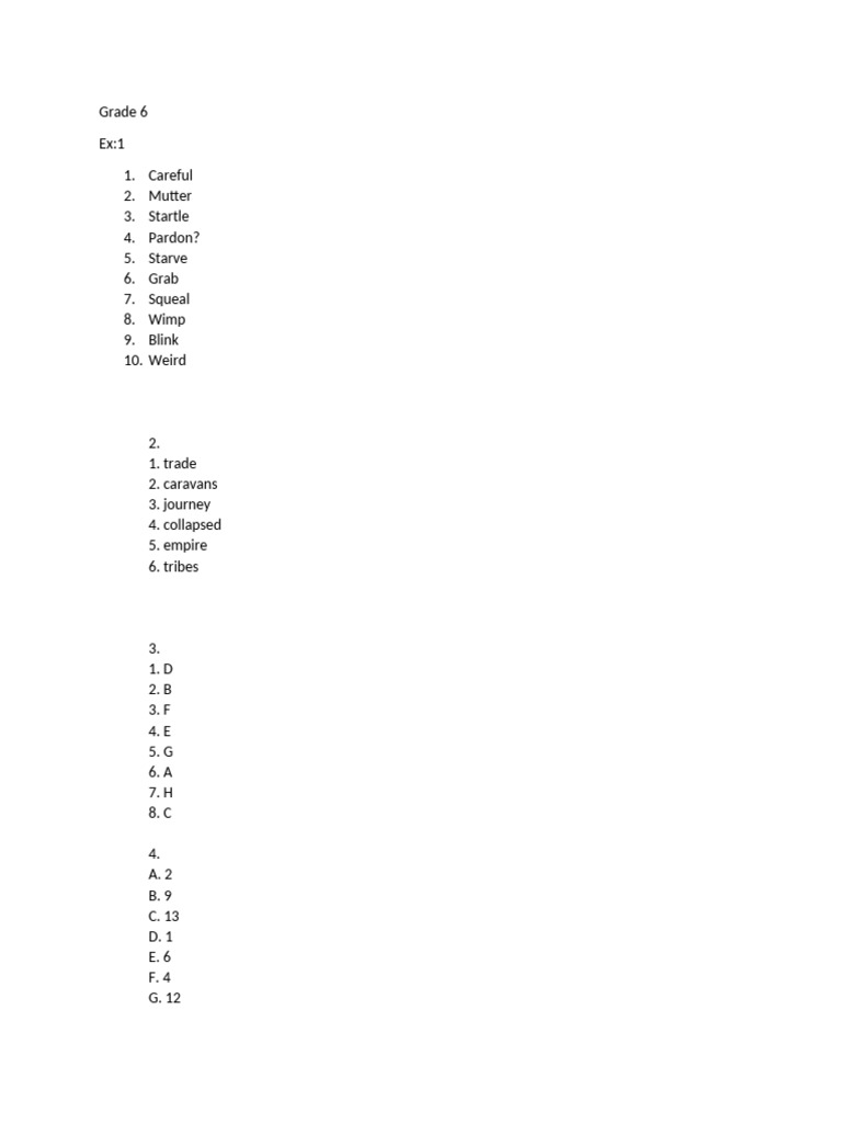 Grade 6 Answers | PDF