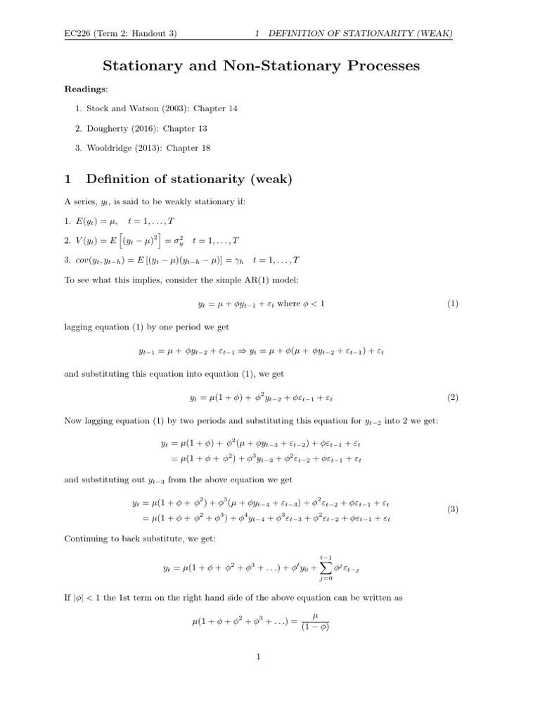 Handout 3 Non Stationarity | PDF | Stationary Process | Applied Mathematics