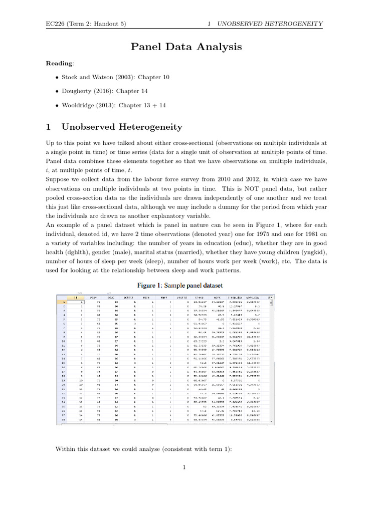 Handout 5 Panel Data | PDF | Ordinary Least Squares | Fixed Effects Model