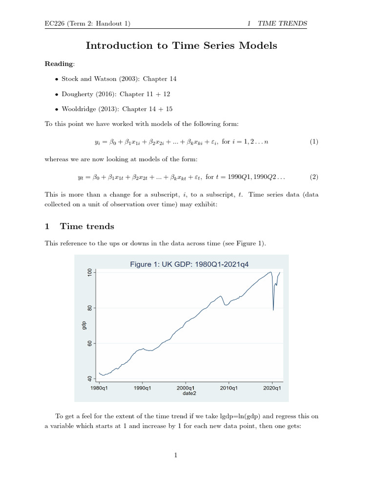Handout 1 Time Series Models | PDF | Ordinary Least Squares | Errors And Residuals