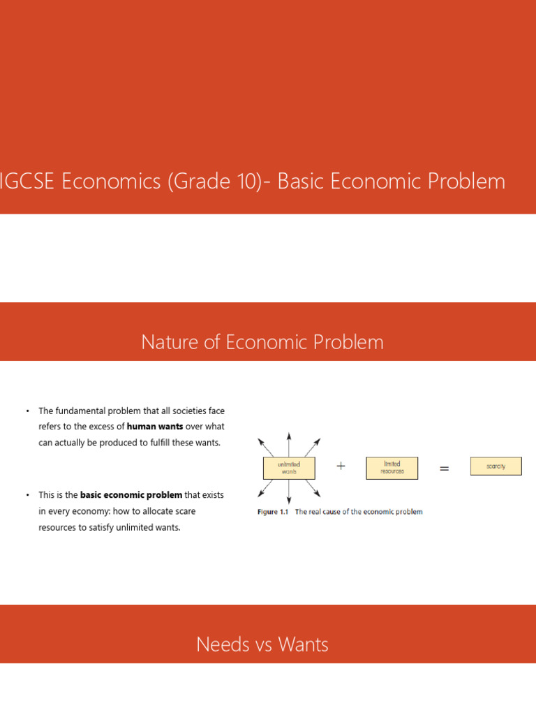 IGCSE Economics (Grade 10) - Basic Economic Problem | PDF | Economics ...