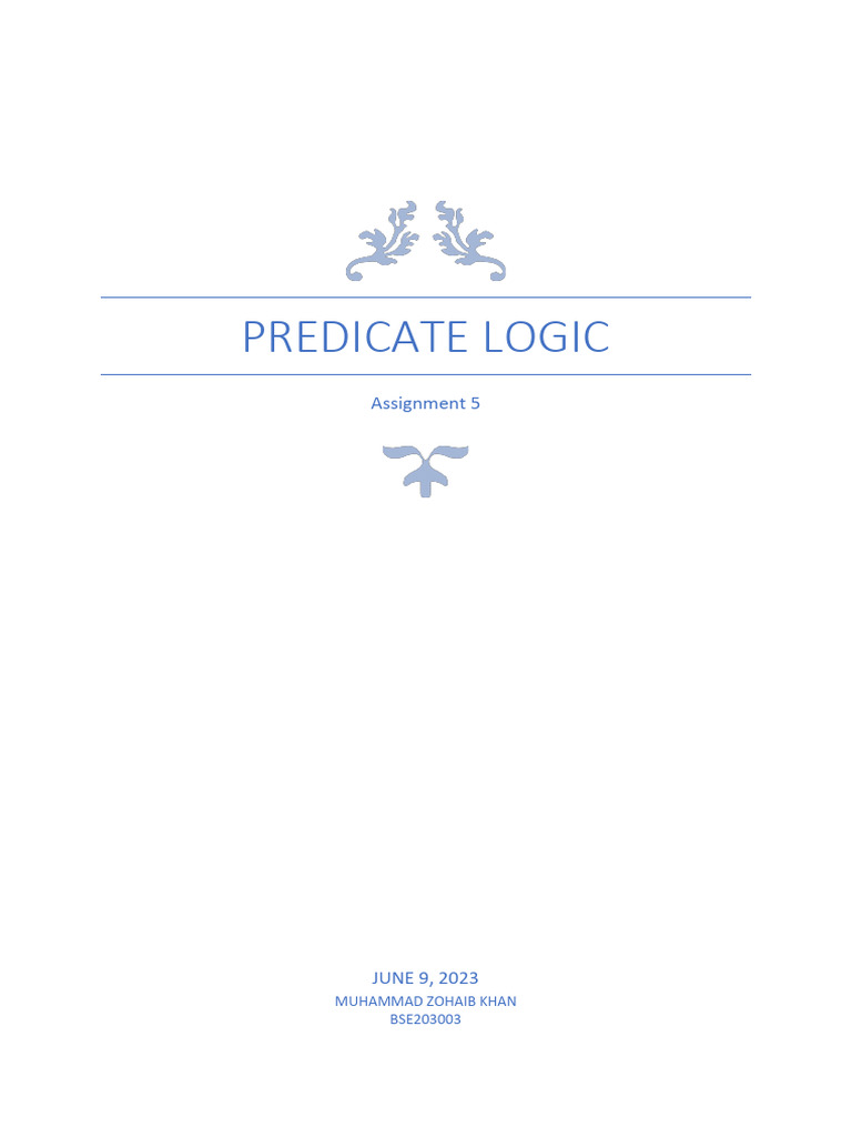Predicate Logic: Assignment 5 | PDF