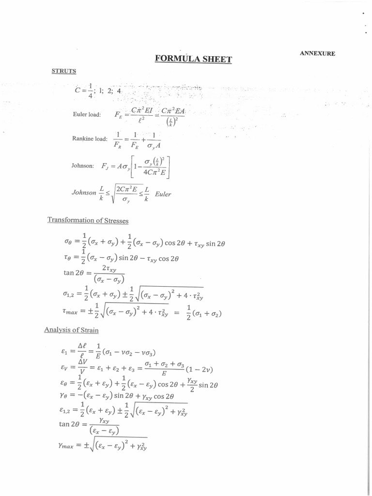formula sheet strength | PDF