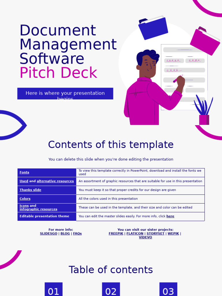Document Management Software Pitch Deck by Slidesgo | PDF | Market (Economics) | Icon (Computing)