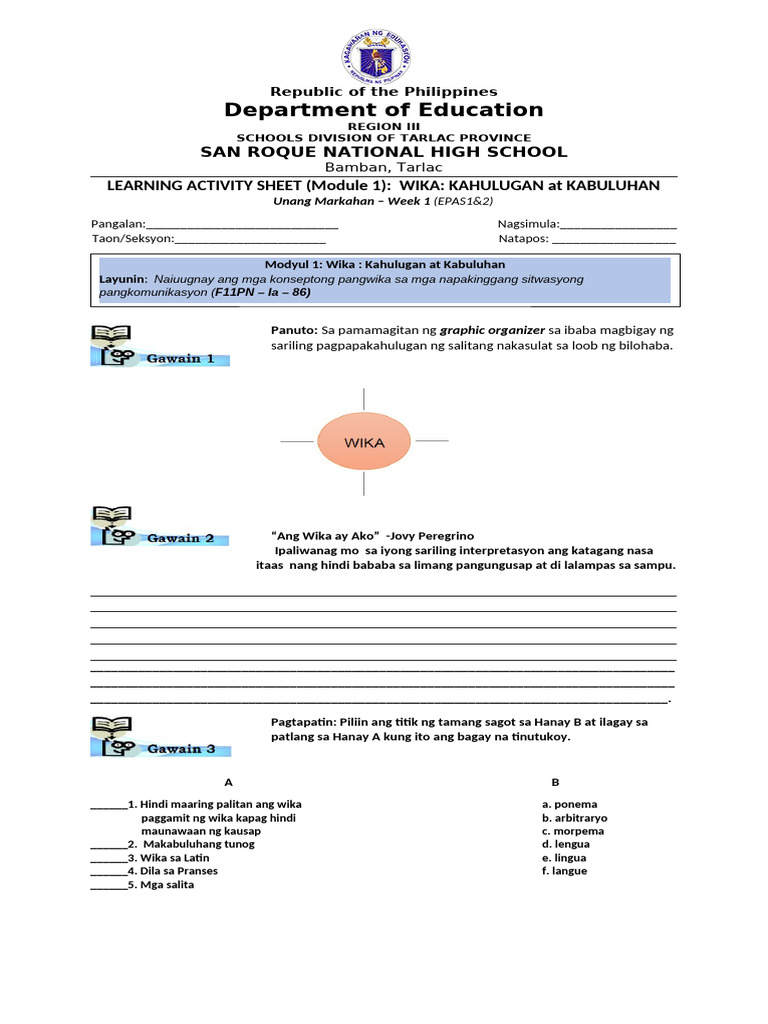 Week 1 LAS KomPAn Sept. 20-24,2021 | PDF