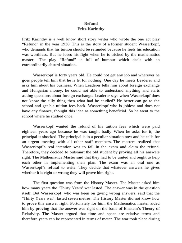 refund play summary | PDF | Question
