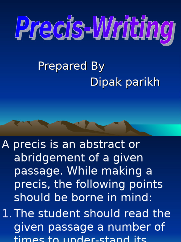 Precis Writing | PDF