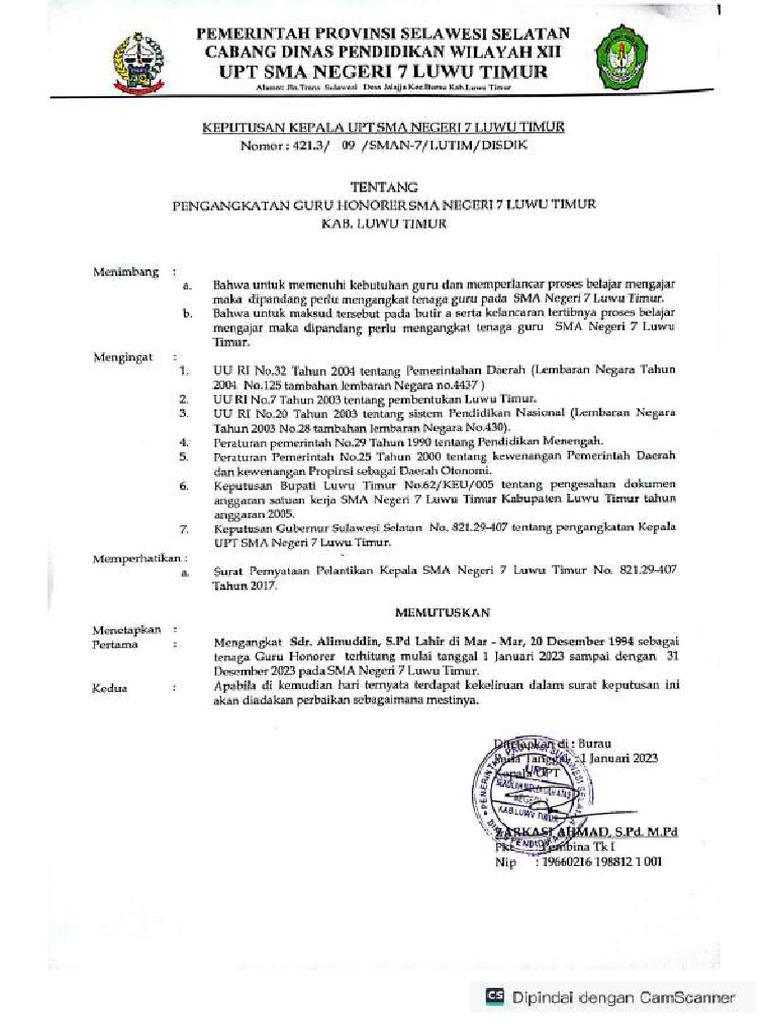 SK & Pemb. Tugas 2023-2024 - Compressed - Compressed | PDF