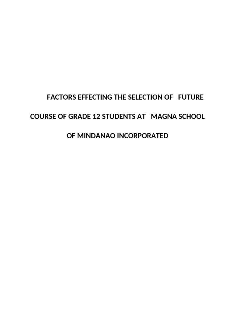 Factors Influencing Grade 12 Course Selection | PDF | Decision Making ...
