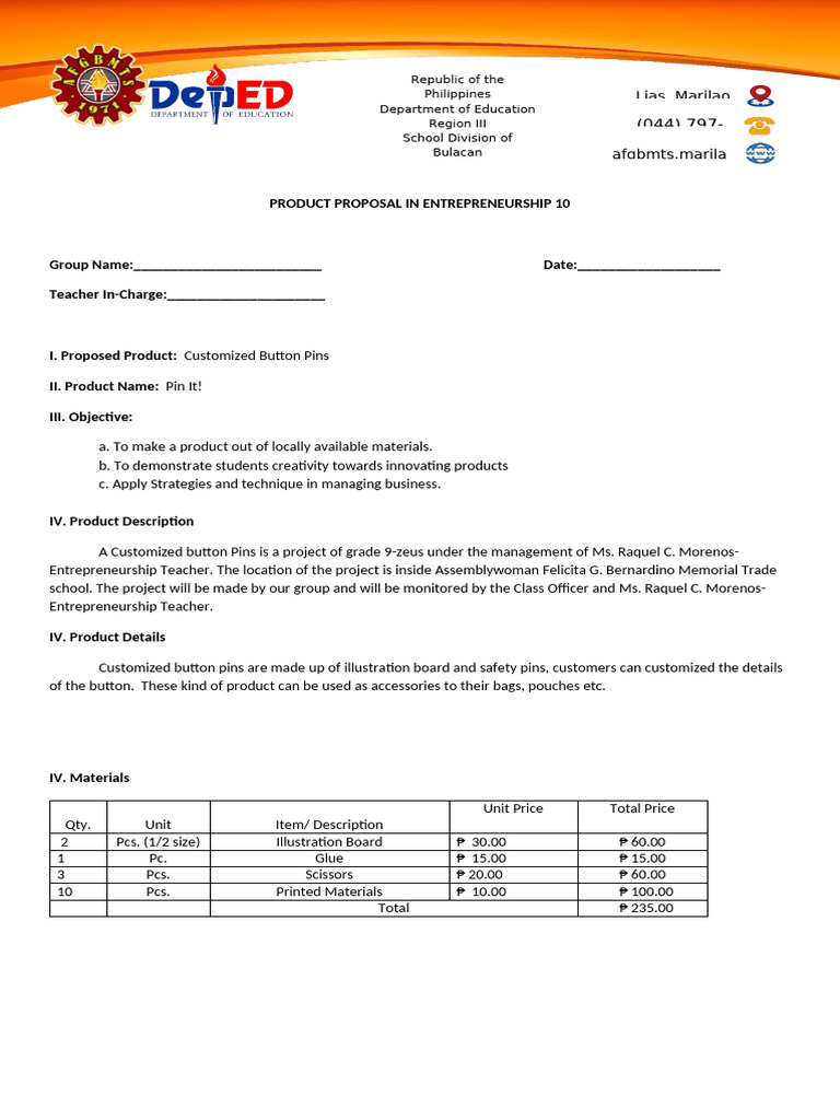 Customized Button Pins Product Proposal | PDF