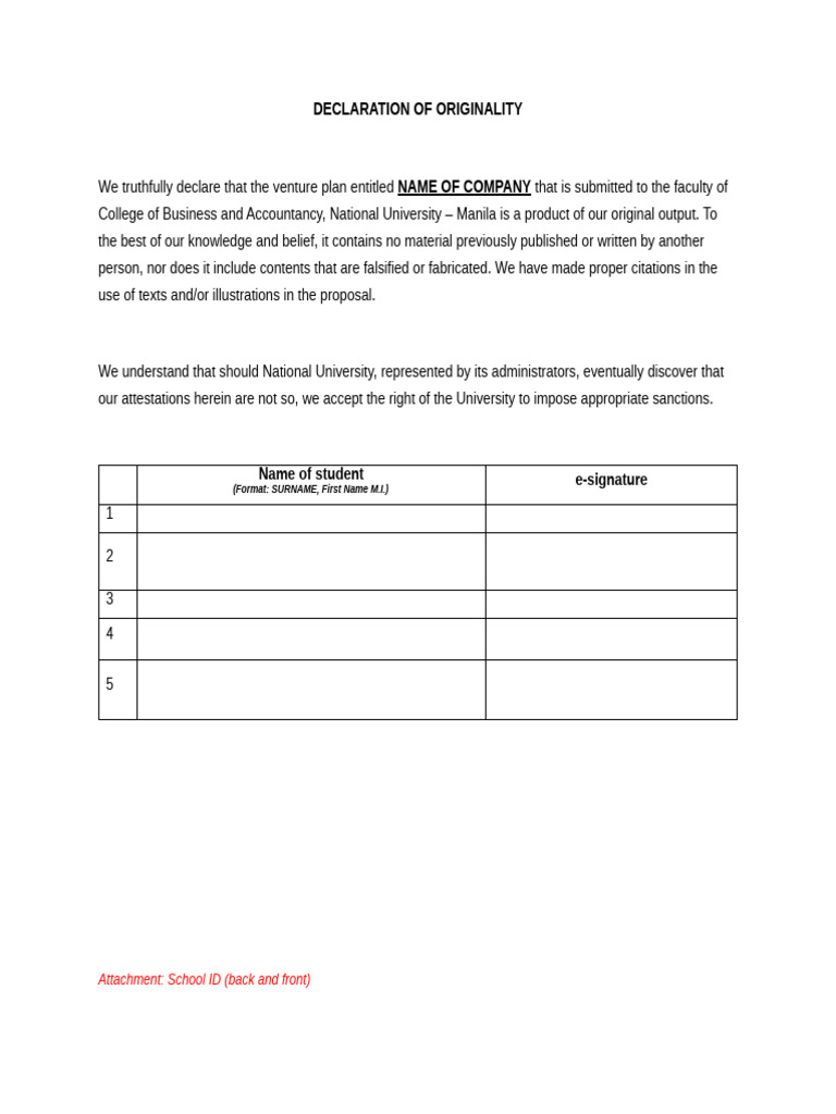 Declaration of Originality Copy | PDF