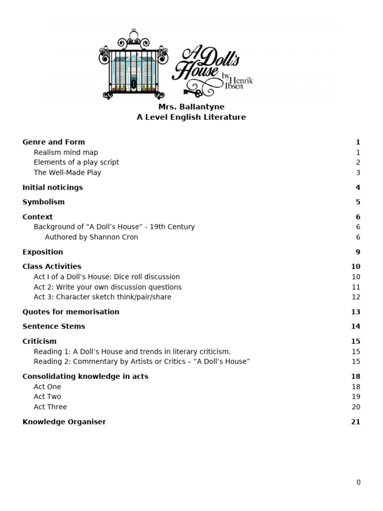 A Doll's House: Realism and Analysis | PDF | A Doll's House