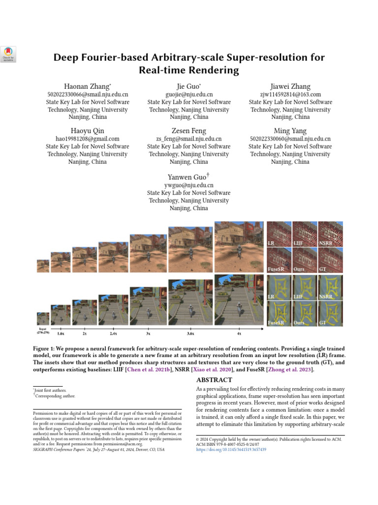 Deep Fourier-Based Arbitrary-Scale Super-Resolution For Real-Time Rendering | PDF | Rendering ...