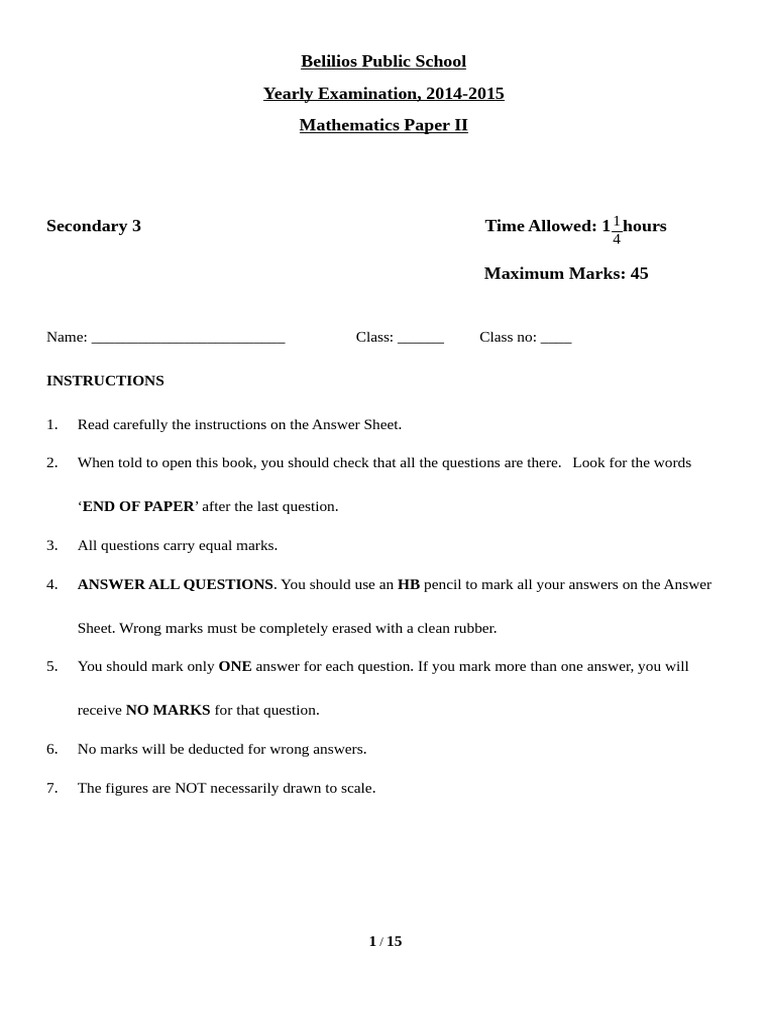 Yearly Exam Paper 2 Q | PDF | Euclidean Geometry | Euclid