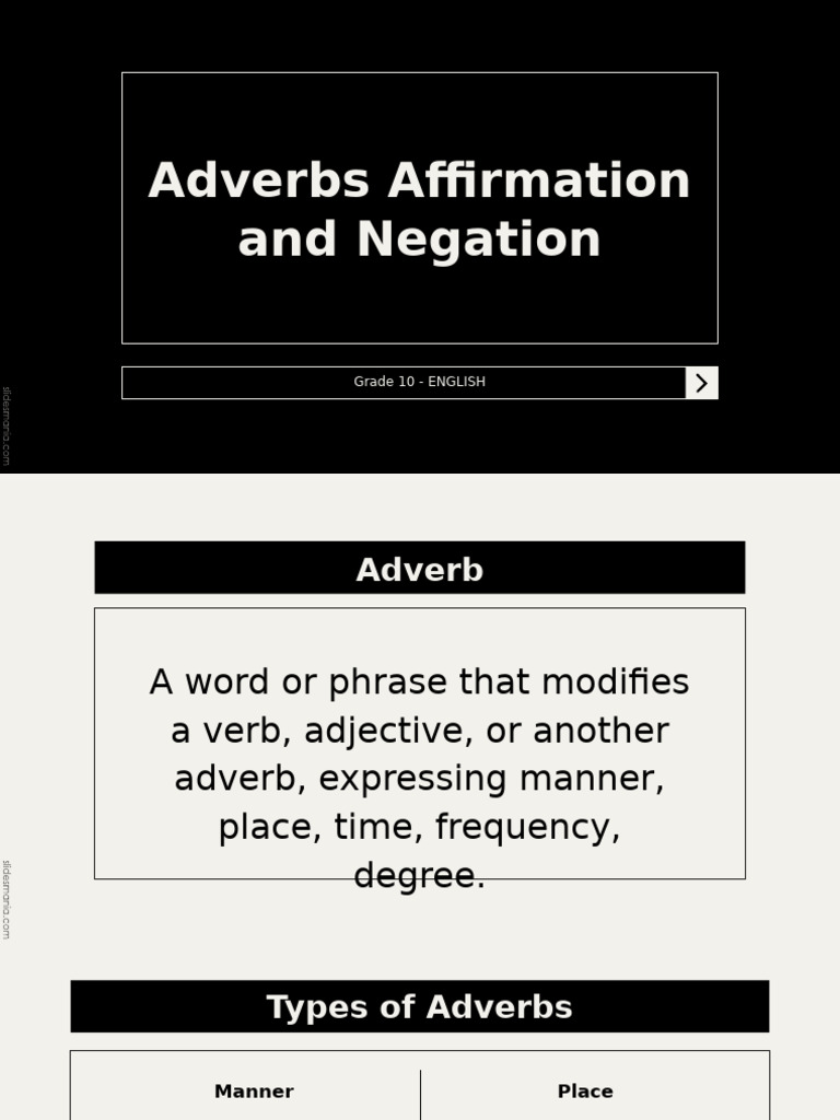 Adverbs of Affirmation and Negation Guide | PDF