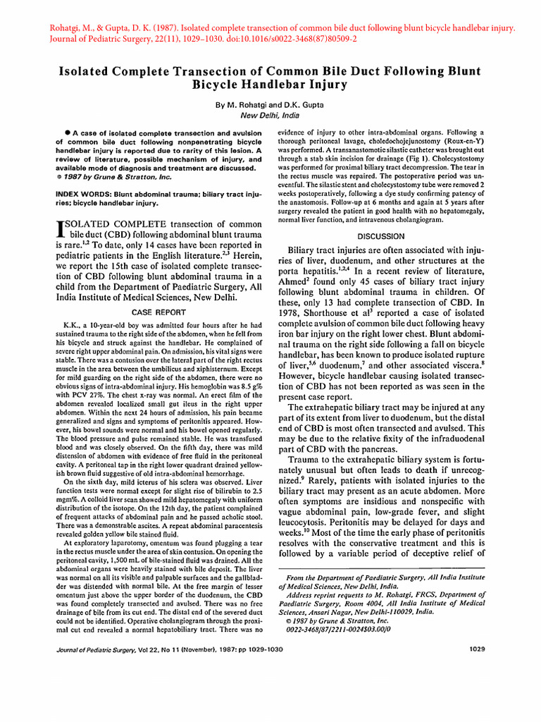 Rohatgi1987 - Isolated Complete Transection of Common Bile Duct ...