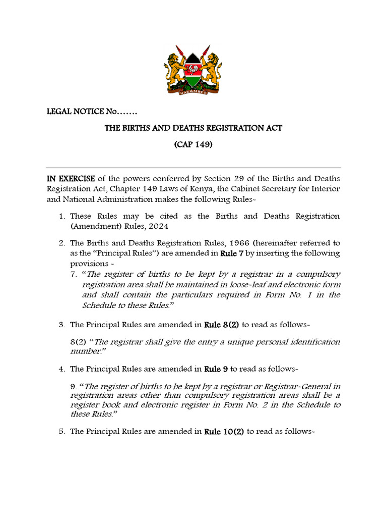 The Births and Deaths Registration Rules, 2024 | PDF | Identity ...