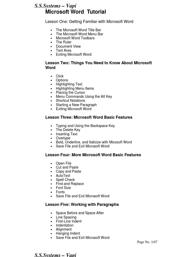Microsoft Word Tutorial | PDF | Microsoft Word | Menu (Computing)