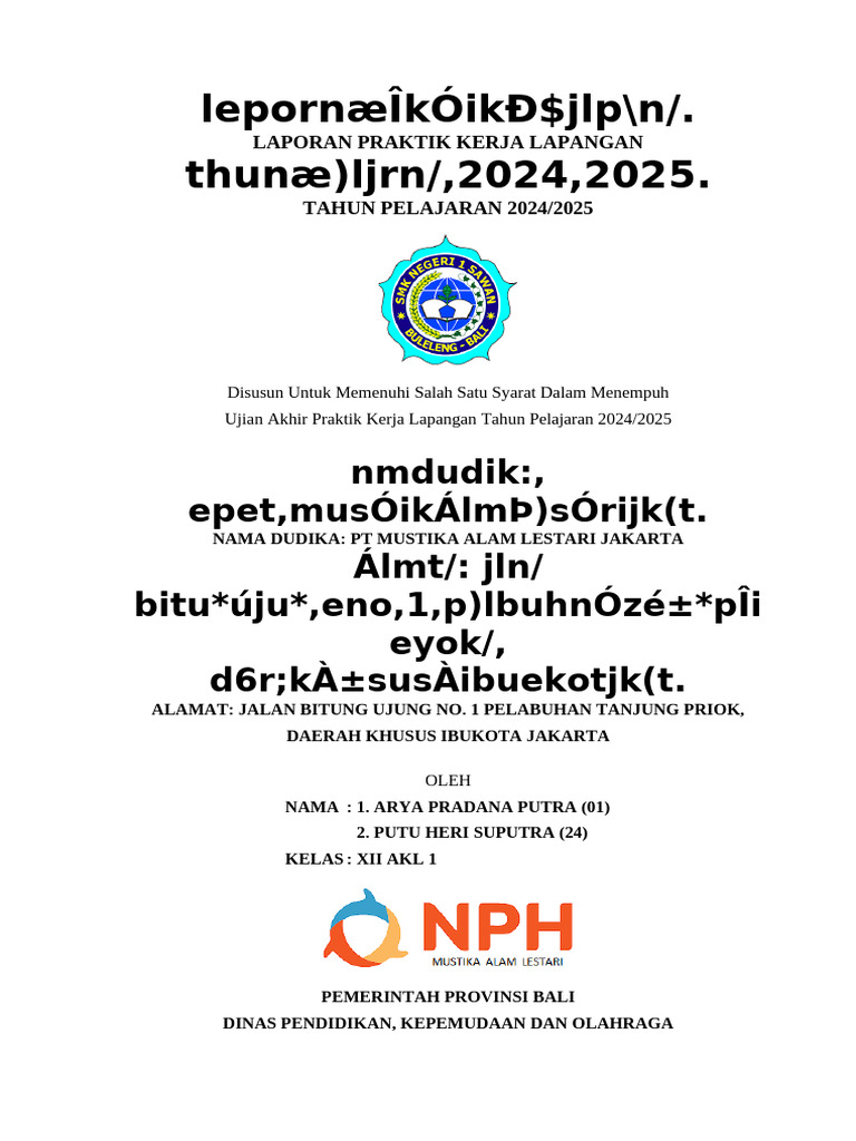 Format Dan Contoh Laporan PKL Akl 2024.2025 | PDF