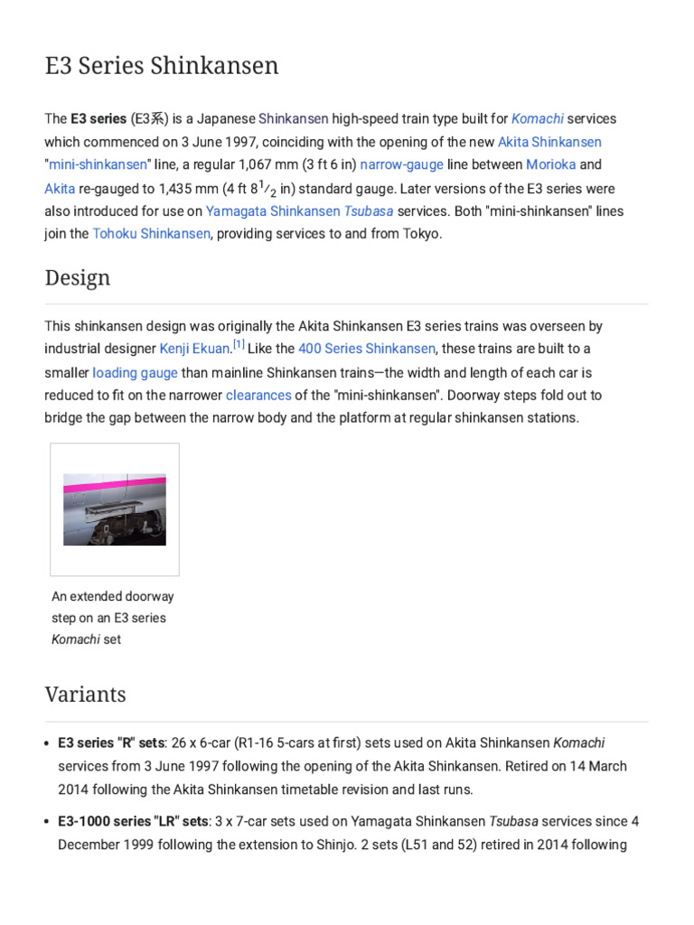 E3 Series Shinkansen - Wikipedia | PDF | Rolling Stock | High Speed Rail
