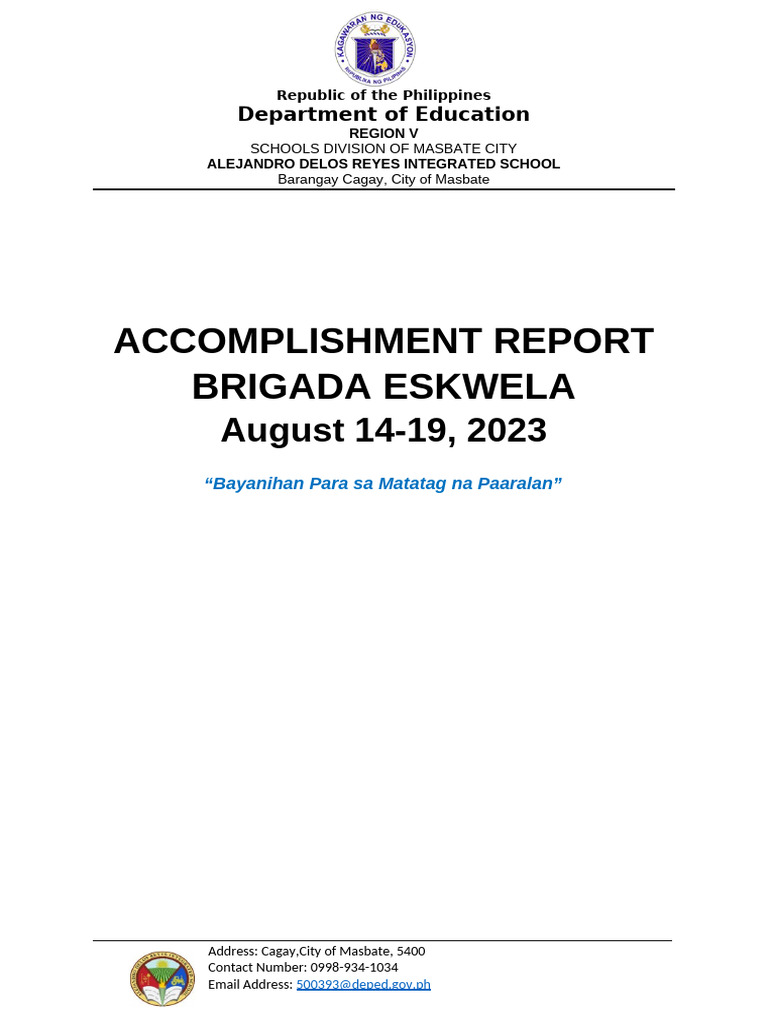 BE Accomplishment Report Final | PDF