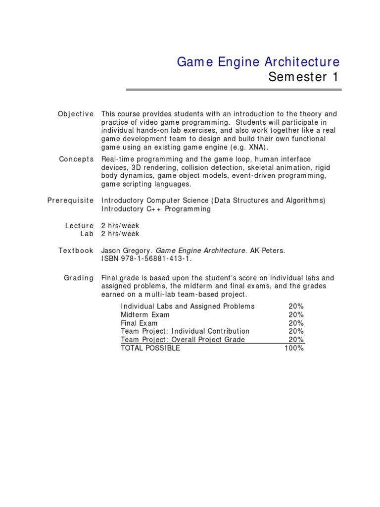 Game Engine Syllabus | PDF | Rendering (Computer Graphics) | 3 D ...