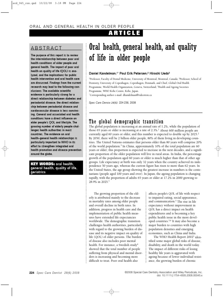 Clanak Special Care Dentistry November 2008 | PDF | Periodontology ...