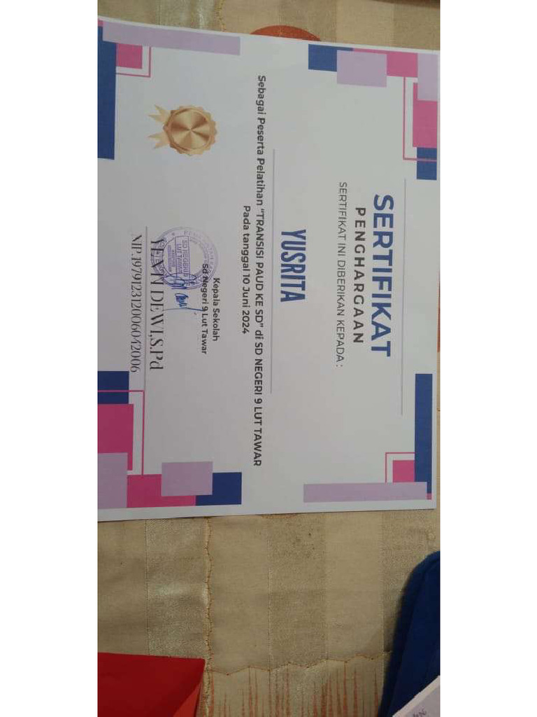 sertifikat bu yus 2 | PDF