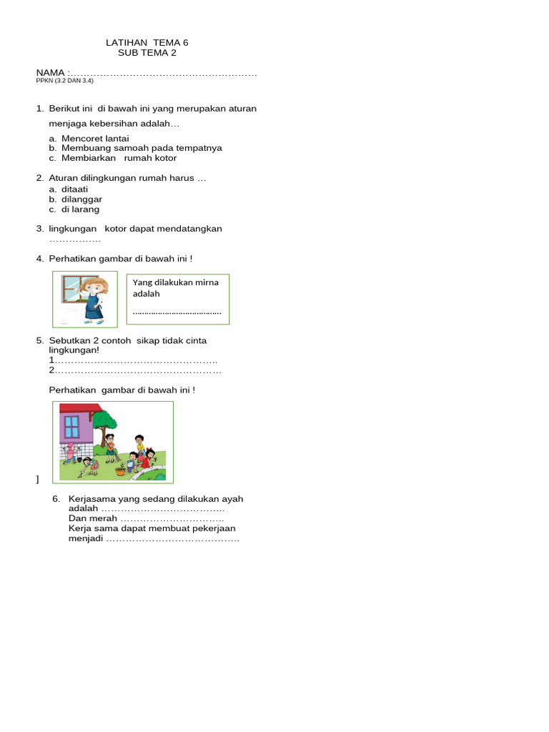 LATIHAN TEMA 6 subtema 2 | PDF