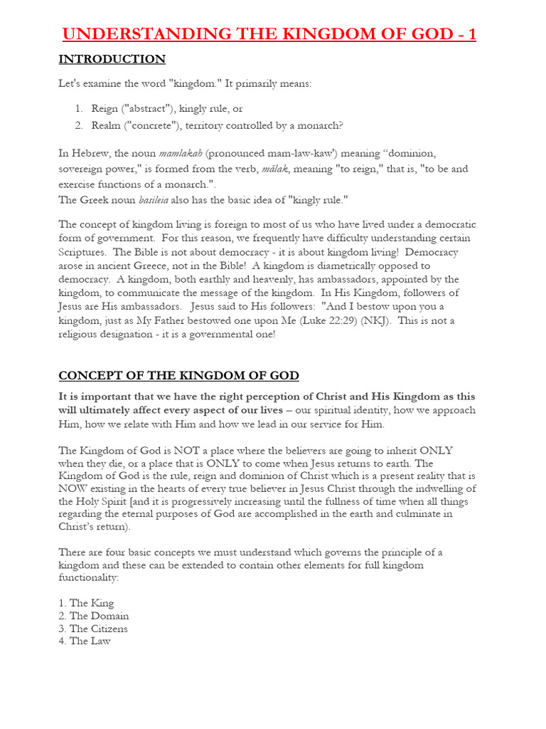 Understanding God's Kingdom Principles | PDF | Kingship And Kingdom Of ...
