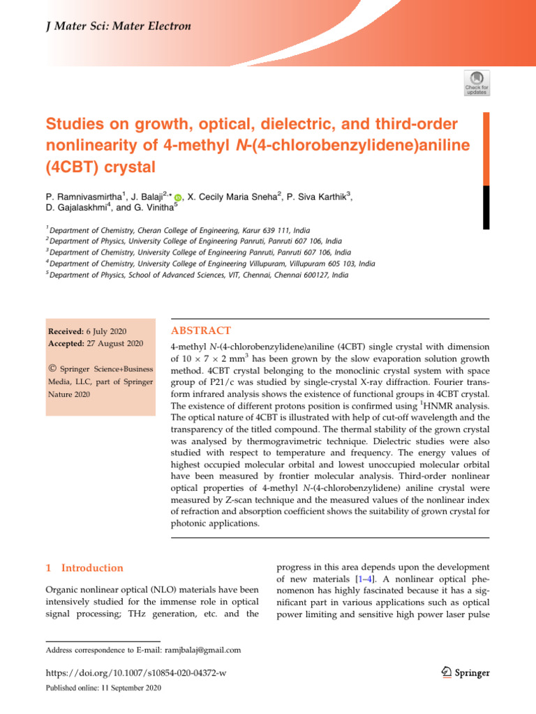 published paper 4CBT | PDF | Dielectric | Nonlinear Optics