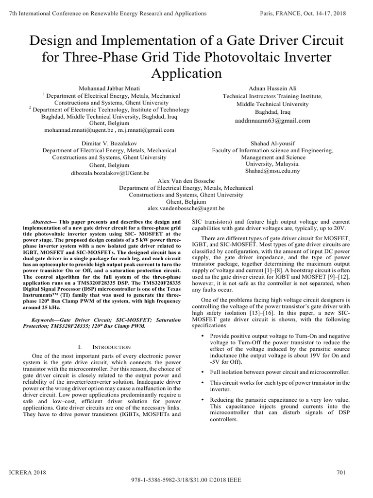 Design and Implementation of A Gate Driver Circuit For Three-Phase Grid ...