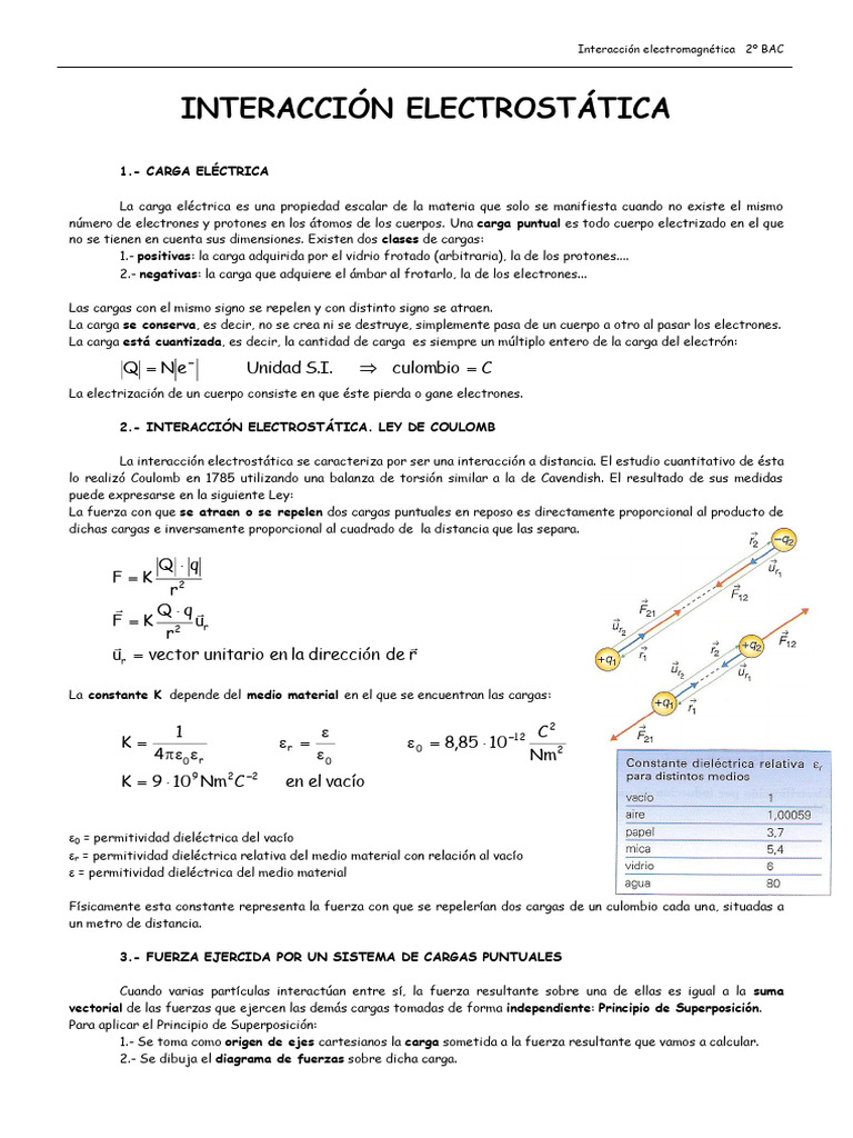 INTERACCIÓN ELECTROSTÁTICA | PDF | Campo (física) | Energía potencial