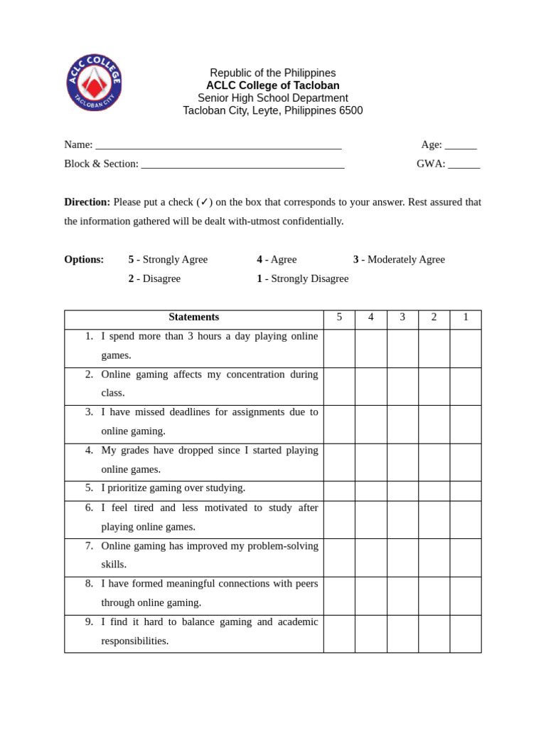 Survey Questionnaire Draft-2 | PDF | Psychological Concepts | Behavior Modification
