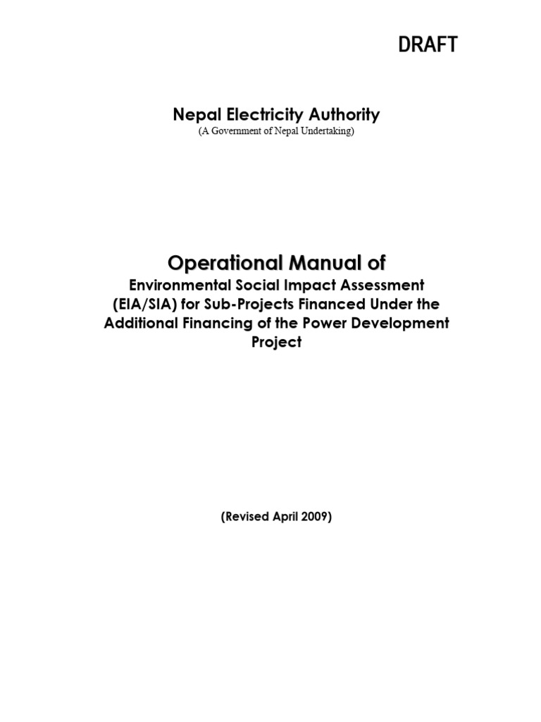 EIA SIA Framework For Additional IDA Financing Draft | PDF ...