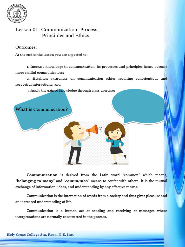 Communication, Principle and Ethics | PDF | Communication | Interpersonal Communication