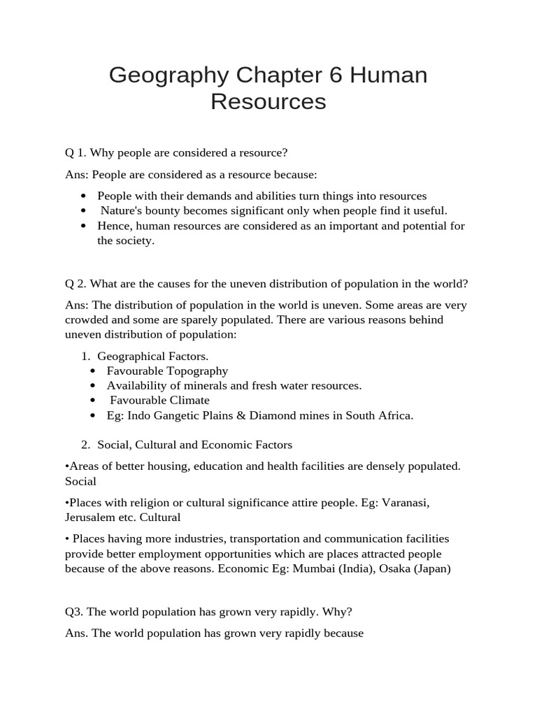 Human Resources in Geography | PDF | Economies