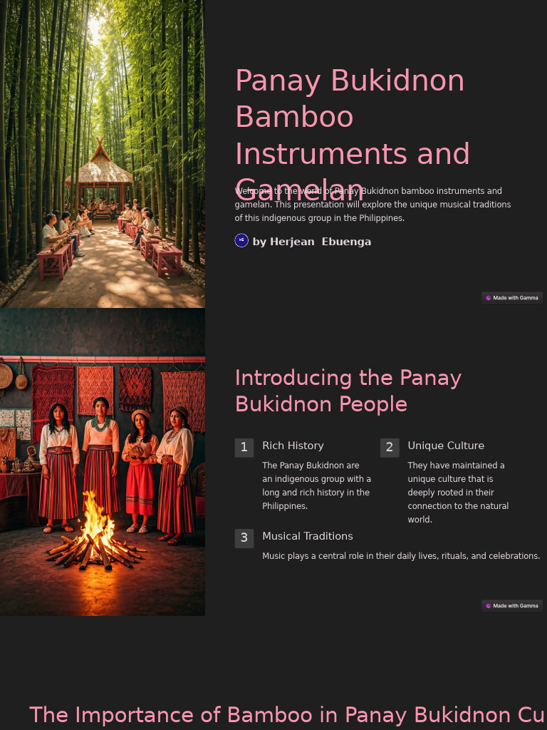 Panay Bukidnon Bamboo Instruments and Gamelan | PDF | Performing Arts | Entertainment
