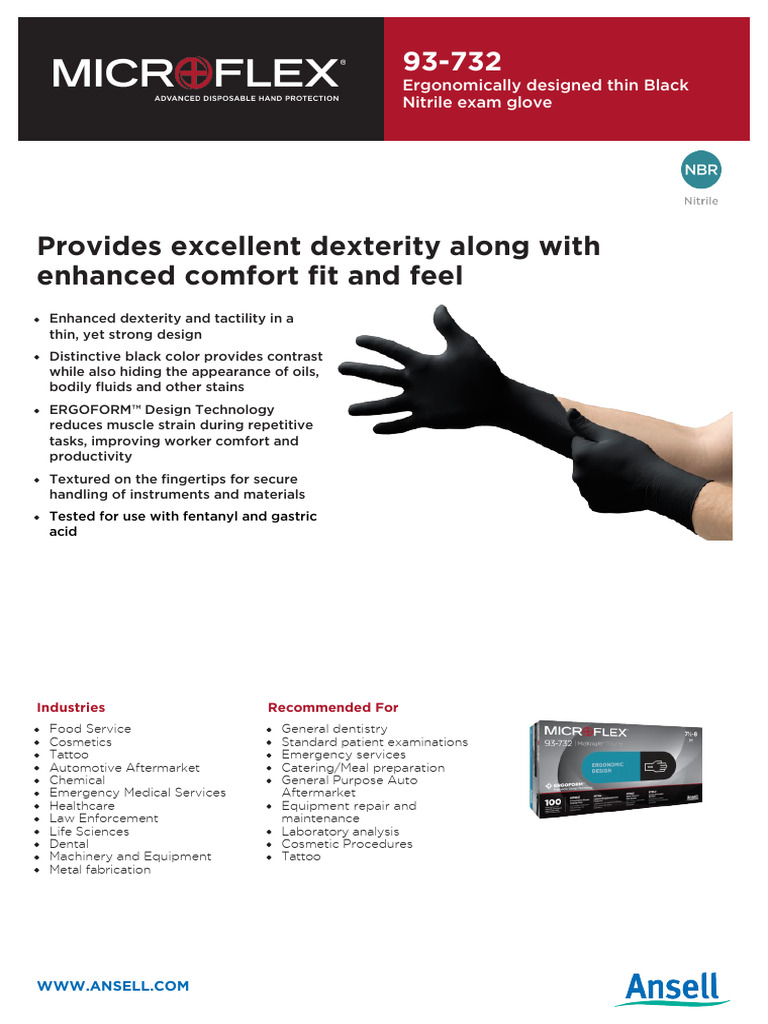 TDS - Manusi Microflex Nitrile - Ansell | PDF | Glove | Medical Device