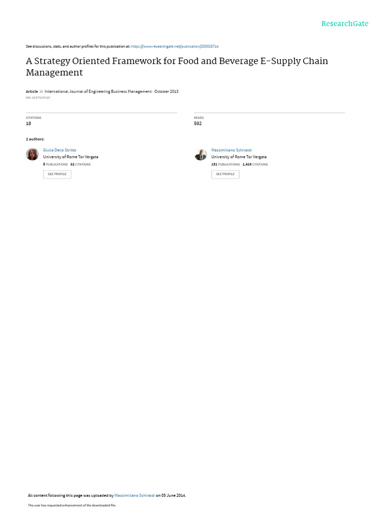 InTech-A Strategy Oriented Framework For Food and Beverage e Supply Chain Management | PDF ...