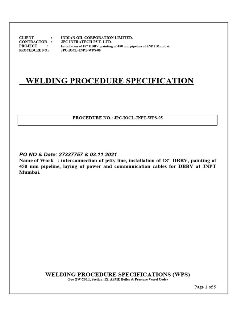 Revised Wps Pqr Jnpt | PDF | Welding | Construction