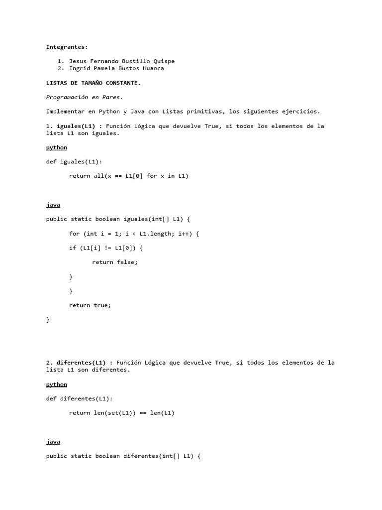 Funciones de Listas en Python y Java | PDF | Python (lenguaje de programación) | Informática