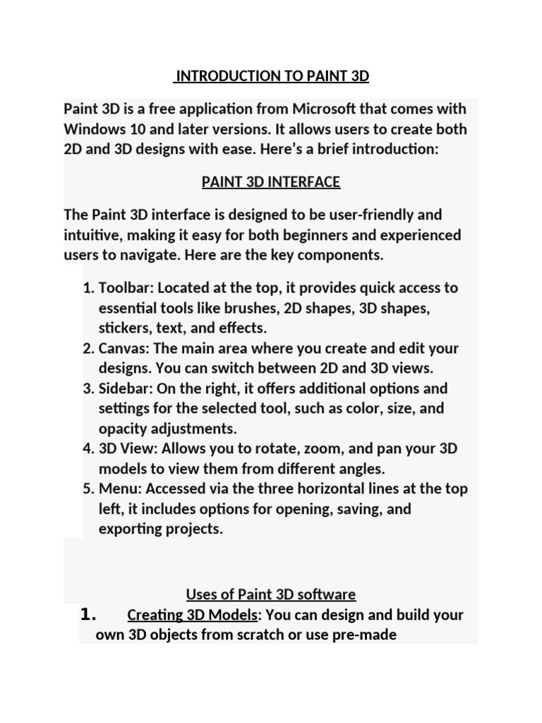 Introduction To Paint 3D | PDF | 3 D Computer Graphics | 2 D Computer ...