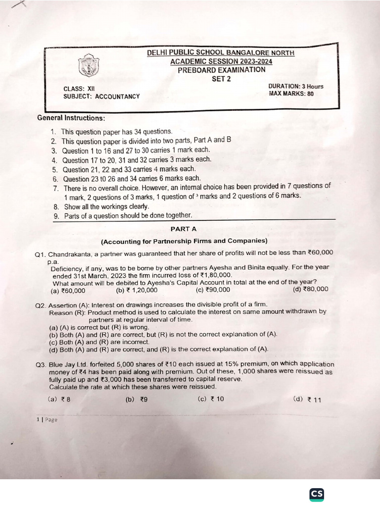 Preboard 1 Accounts Paper | PDF