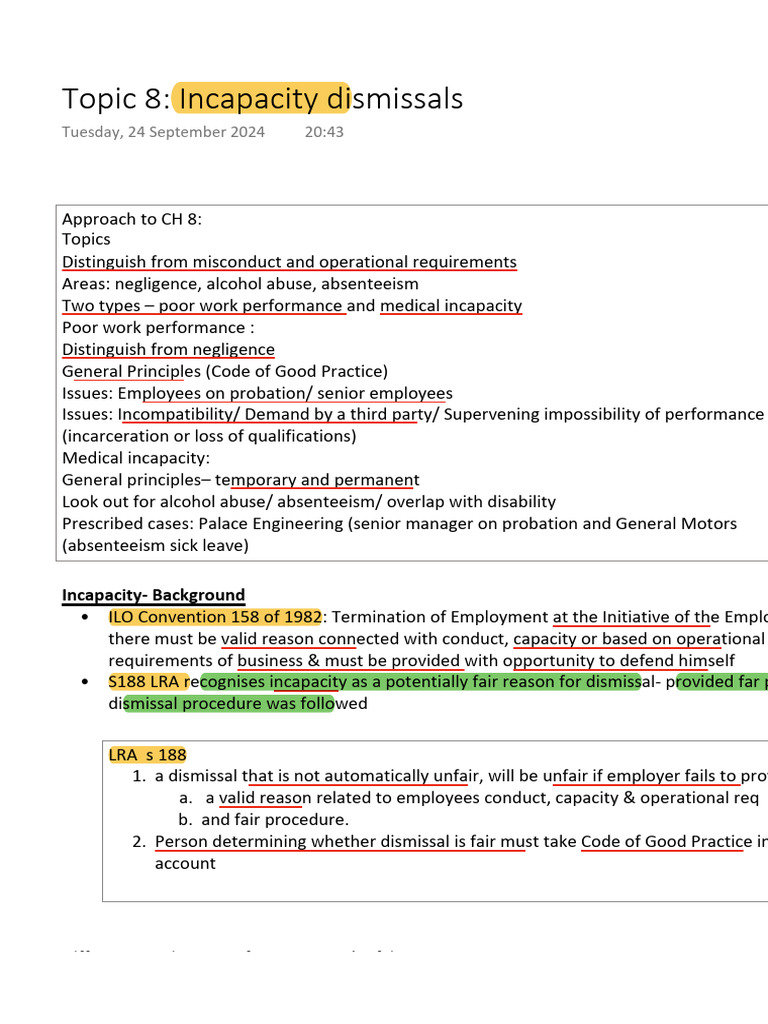 Incapacity Dismissals: Guidelines and Fairness | PDF | Employment | Justice