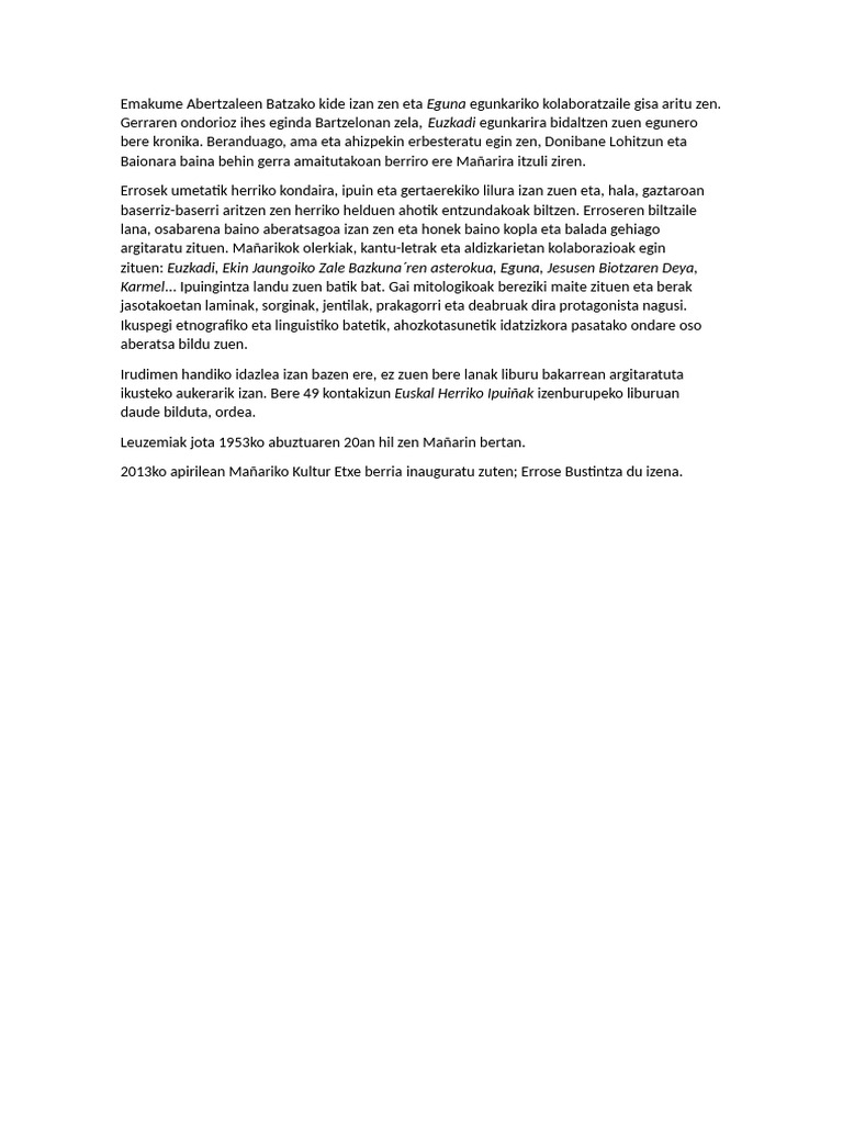 Emakume Abertzaleen Batzako Kide Izan Zen Eta | PDF
