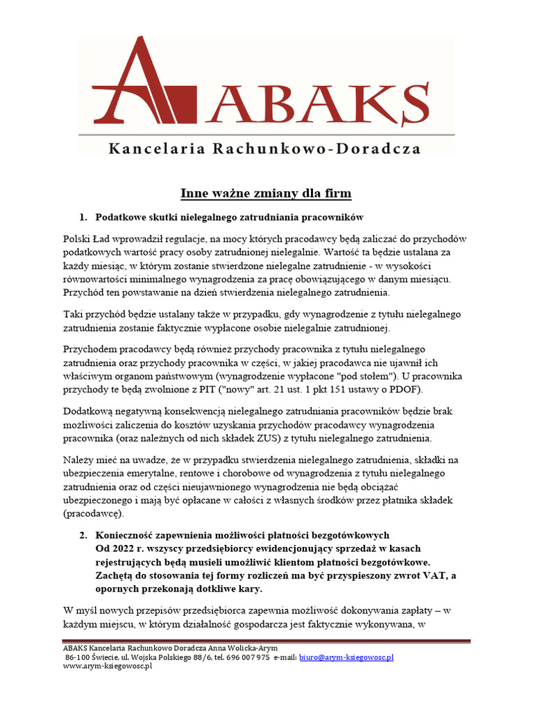 Inne Zmiany Dla Firm | PDF