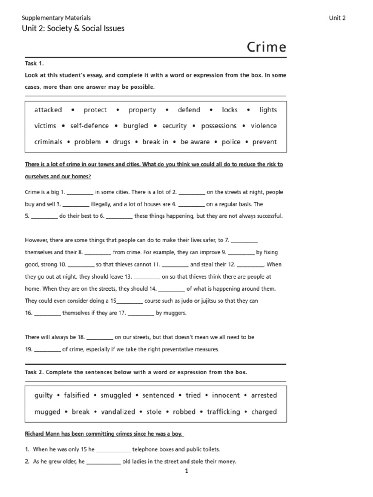 Unit 2 Supplementary Materials - Student Copy 2023 | PDF | Languages ...